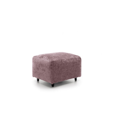 Harriet Crushed Chenille Footstool in Pink