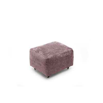 Harriet Crushed Chenille Footstool in Pink