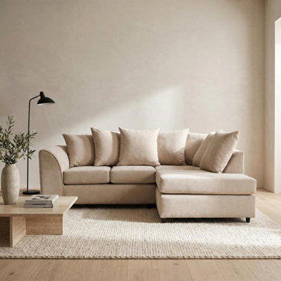Harriet Relaxed Linen Right Facing Corner Sofa in Stone Grey