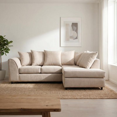 Harriet Relaxed Linen Right Facing Corner Sofa in Stone Grey