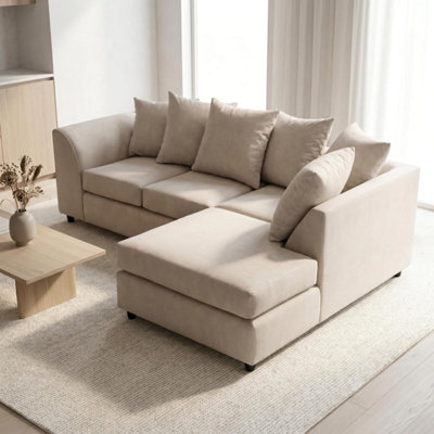 Harriet Relaxed Linen Right Facing Corner Sofa in Stone Grey