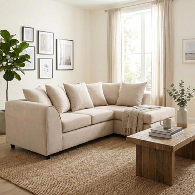 Harriet Relaxed Linen Right Facing Corner Sofa in Stone Grey