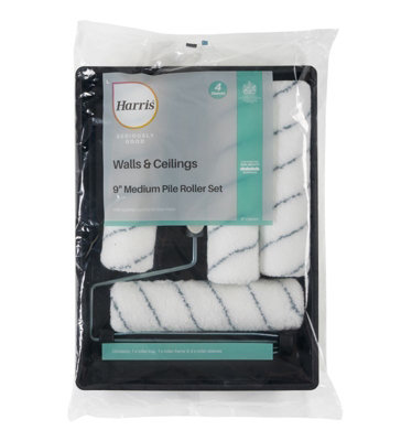 HARRIS 9" PAINT ROLLER TRAY SET 3 SPARE REFILL SLEEVES