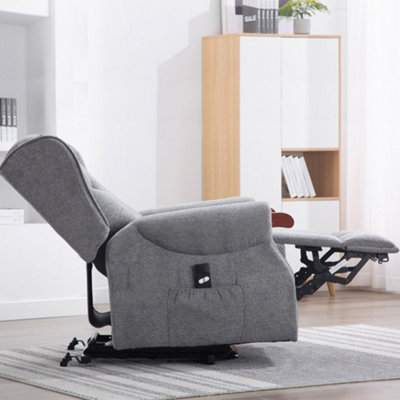 Harrogate Single Motor Electric Rise Recliner Fabric Armchair Lift Riser Chair Grey