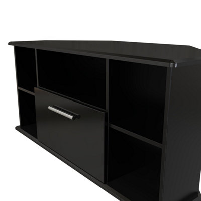 Harrow Corner TV Unit in Black Gloss (Ready Assembled)