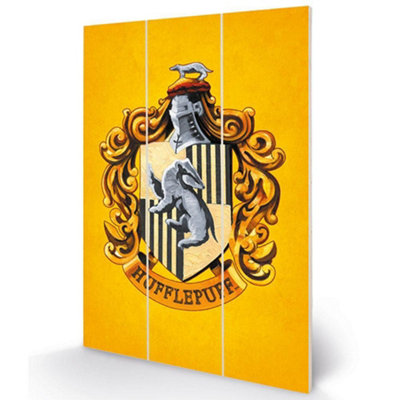 Harry Potter Hufflepuff Wood Print Yellow (One Size) | DIY at B&Q