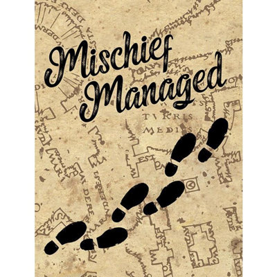 Harry Potter Mischief Managed Canvas Print Brown/Black (40cm x 30cm)