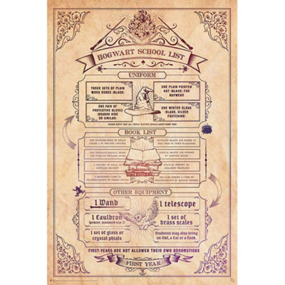 Harry Potter School List 61 x 91.5cm Maxi Poster