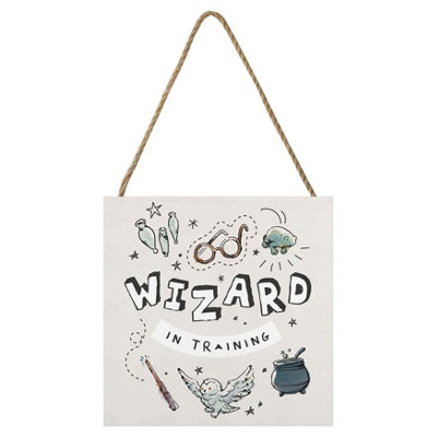 Harry Potter Wizard In Training Wooden Block Grey (20cm x 20cm)