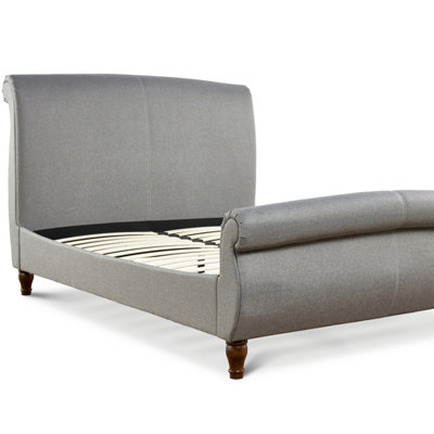 Hartford Fossil Grey Upholstered King Size Sleigh Bed Frame Only