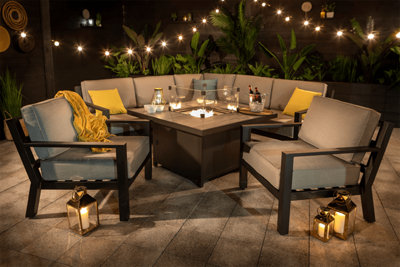 Hartman Apollo Square Corner Sofa Set With Lounge Chairs and Fire Pit ...