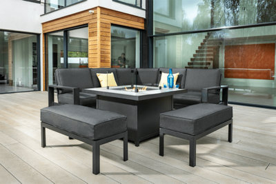 Hartman Titan Square Corner Sofa Set with Fire Pit Table in Carbon ...