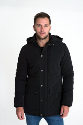 Harvey & Jones Black Hooded Casual Jacket Williams Coat M | DIY at B&Q