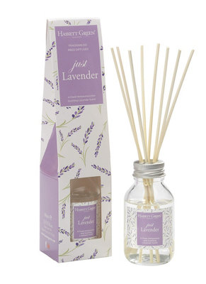 Hassett Green London - Just Lavender - Fragrance Oil Reed Diffuser - 100ml Glass Bottle with 8 ...