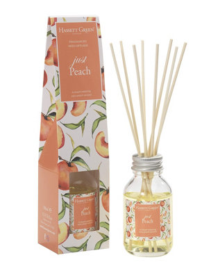 Hassett Green London - Just Peach - Fragrance Oil Reed Diffuser - 100ml Glass Bottle with 8 ...