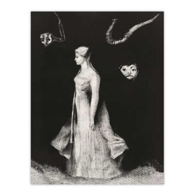 Haunting Ghostly Female Figure Redon Vintage Wall Art Poster Print 12X16"