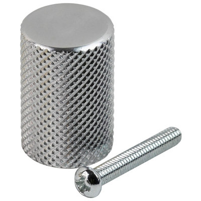 Hausen Knurled Cylinder Knob Handle - POLISHED CHROME | DIY at B&Q