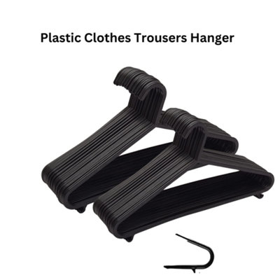 HAUSOWN Premium Black Plastic Hangers with Hooks Strong Space Saving ...