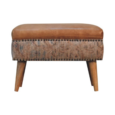 Haven Durrie Buffalo Leather Footstool