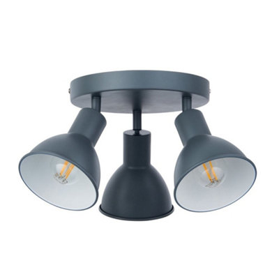 Hawkins - Charcoal 3 Way Adjustable Round Ceiling Spotlight