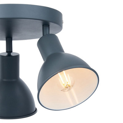 Hawkins - Charcoal 3 Way Adjustable Round Ceiling Spotlight