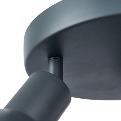 Hawkins - Charcoal 3 Way Adjustable Round Ceiling Spotlight