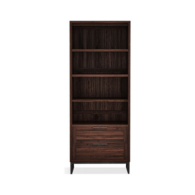 Hawthorn Dark Acacia and Metal Tall Bookcase