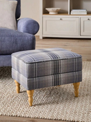 Hayden storage footstool Italian Leather - Tan Beige - Gun Metal Corner Leg