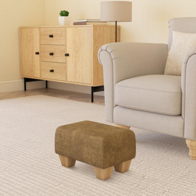 Hayden storage footstool Mahogany Wood Turned Leg - Plush Velvet ...