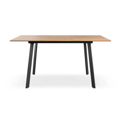 Haydon Extending Dining Table And Chairs - Oak Effect Table Top w Black Legs + Monza Linen ...