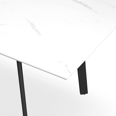 Haydon Extending Dining Table Modern White Marble Effect Table Top w ...