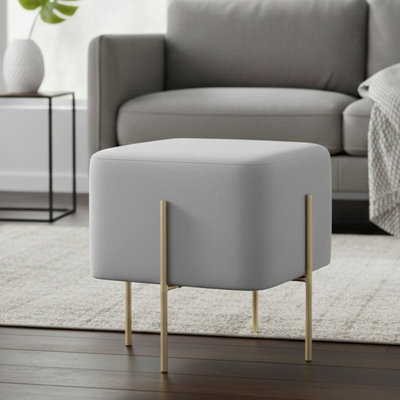 Hayes Square Grey Velvet Stool