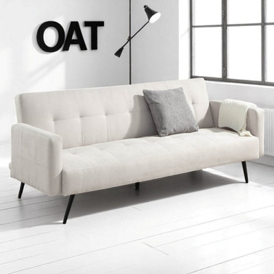 Hayle Fabric Modern 3 Seater Clic Clac Folding Sofa Bed - Natural