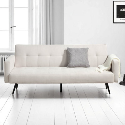Hayle Fabric Modern 3 Seater Clic Clac Folding Sofa Bed - Natural