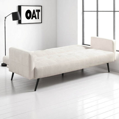 Hayle Fabric Modern 3 Seater Clic Clac Folding Sofa Bed - Natural