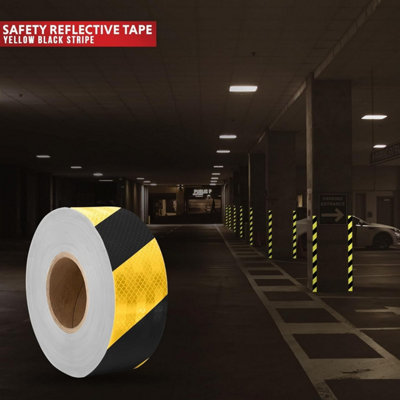 HAZARD WARNING REFLECTIVE SAFETY TAPE RED AND YELLOW HIGH INTENSITY ...