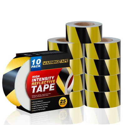 Hazard Warning Reflective Safety Tape Yellow and Black High Intensity ...
