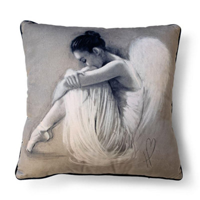 Hazel Bowman Angel Wings IV Filled Cushion Grey/White (One Size)