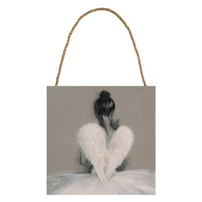 Hazel Bowman Wooden Angel Wings Plaque Grey (One Size)