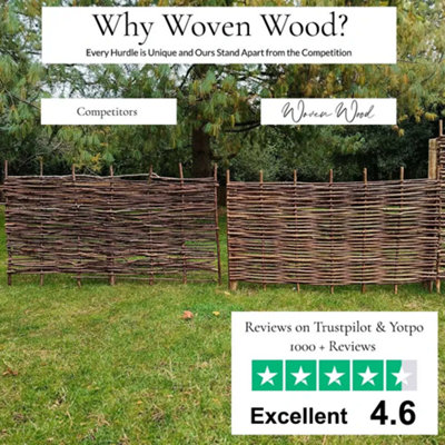 Hazel Hurdle Fence Panel Premium Weave 6ft x 3ft