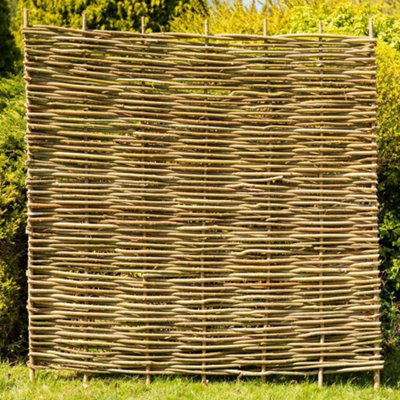 Hazel Hurdle Fence Panel Premium Woven Wattle Weave 6ft x 6ft | DIY at B&Q