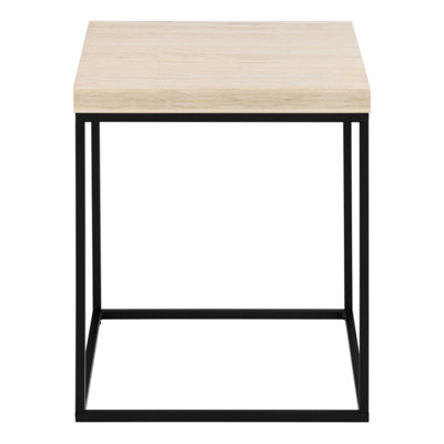 Hazelmere Travertine Coffee Table Black Metal Legs