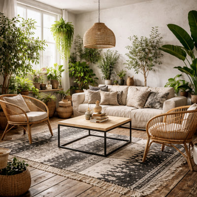 Hazelmere Travertine Coffee Table Black Metal Legs