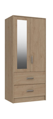 Hazlemere 2 Door Combi Robe with Mirror - Oak on Express Delivery and ...