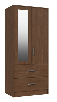 Hazlemere 2 Door Combi Robe with Mirror - Walnut on Express Delivery ...