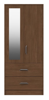 Hazlemere 2 Door Combi Robe with Mirror - Walnut on Express Delivery ...