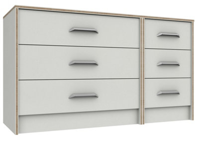 Hazlemere 3 Drawer Double Chest - White with Oak Edging