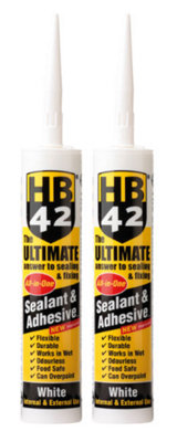 HB42 All in one Sealant & Adhesive - White - Pack of 2