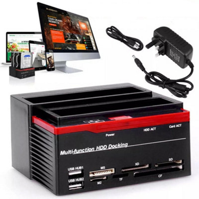 HDD External Docking Station Dual Hard Drive Card Reader 2.5 3.5 IDE ...