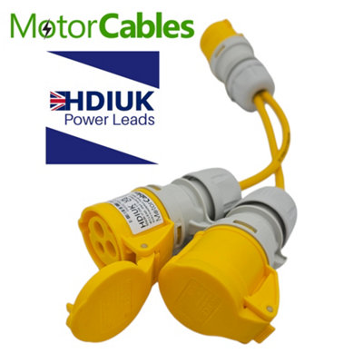 HDIUK 110V 16A Site Power Splitter, 16A Yellow CEE Plug to 2 x 16A CEE ...